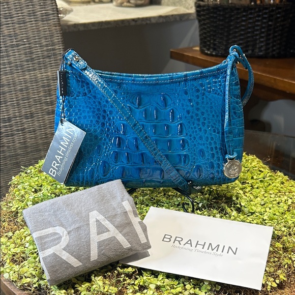 Brahmin | Bags | Brahmin Blue Crocodile Embossed Satchel X 55x 2 Nwt ...